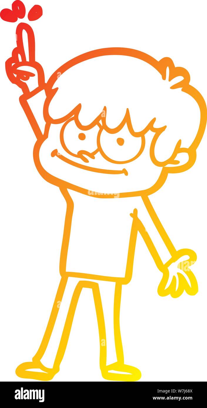warm gradient line drawing of a happy cartoon man Stock Vector Image ...