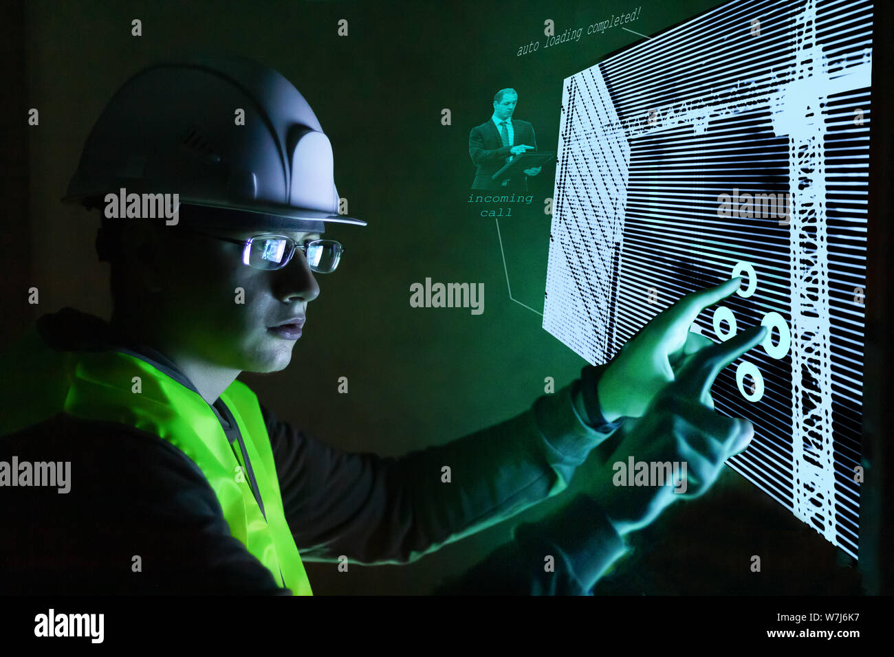 engineer boss calling new futuristic management technologies Stock ...