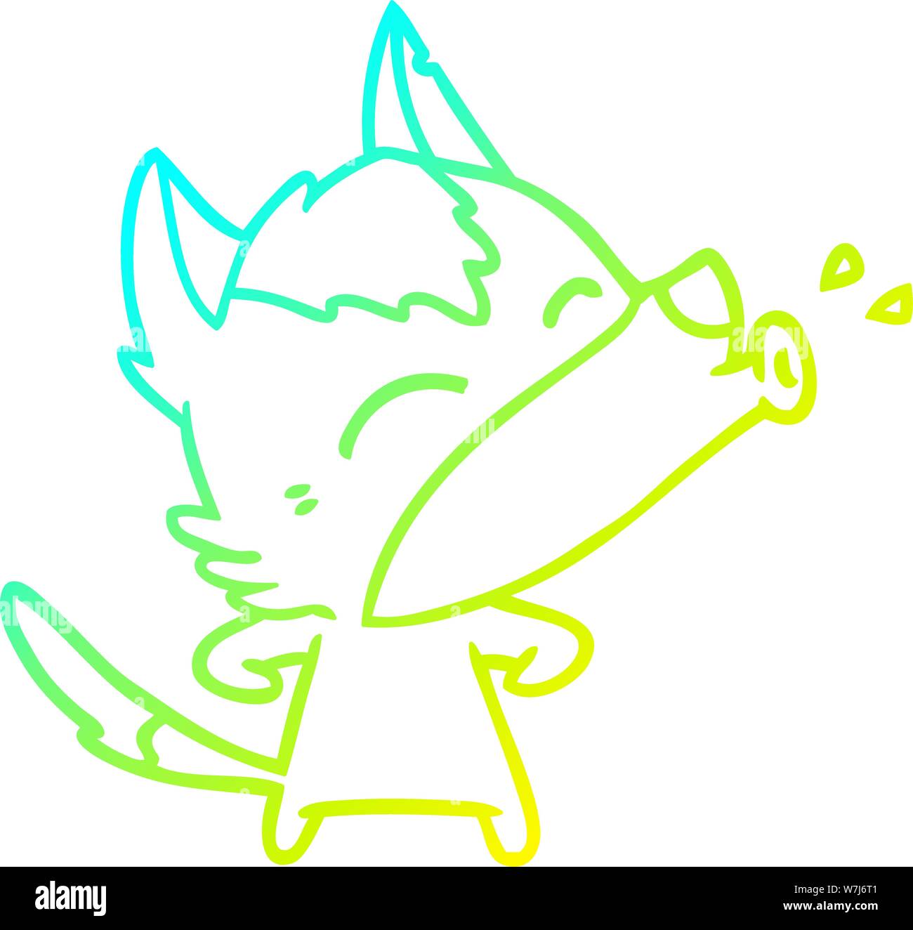 cold gradient line drawing of a howling wolf cartoon Stock Vector Image ...