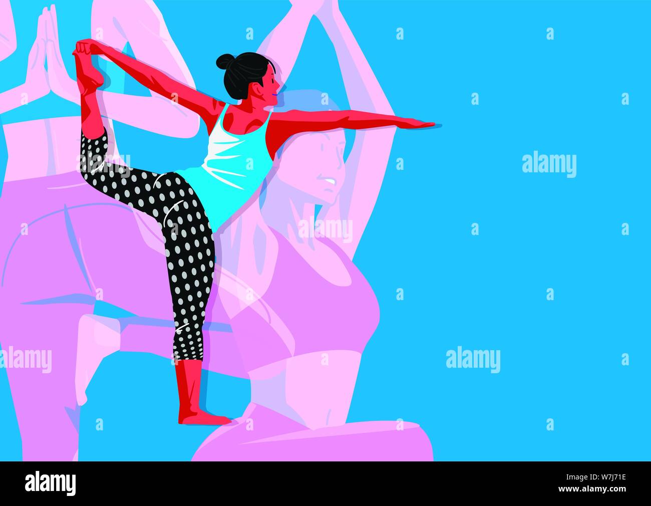Woman fitness workout in colorful background illustration 012 Stock ...
