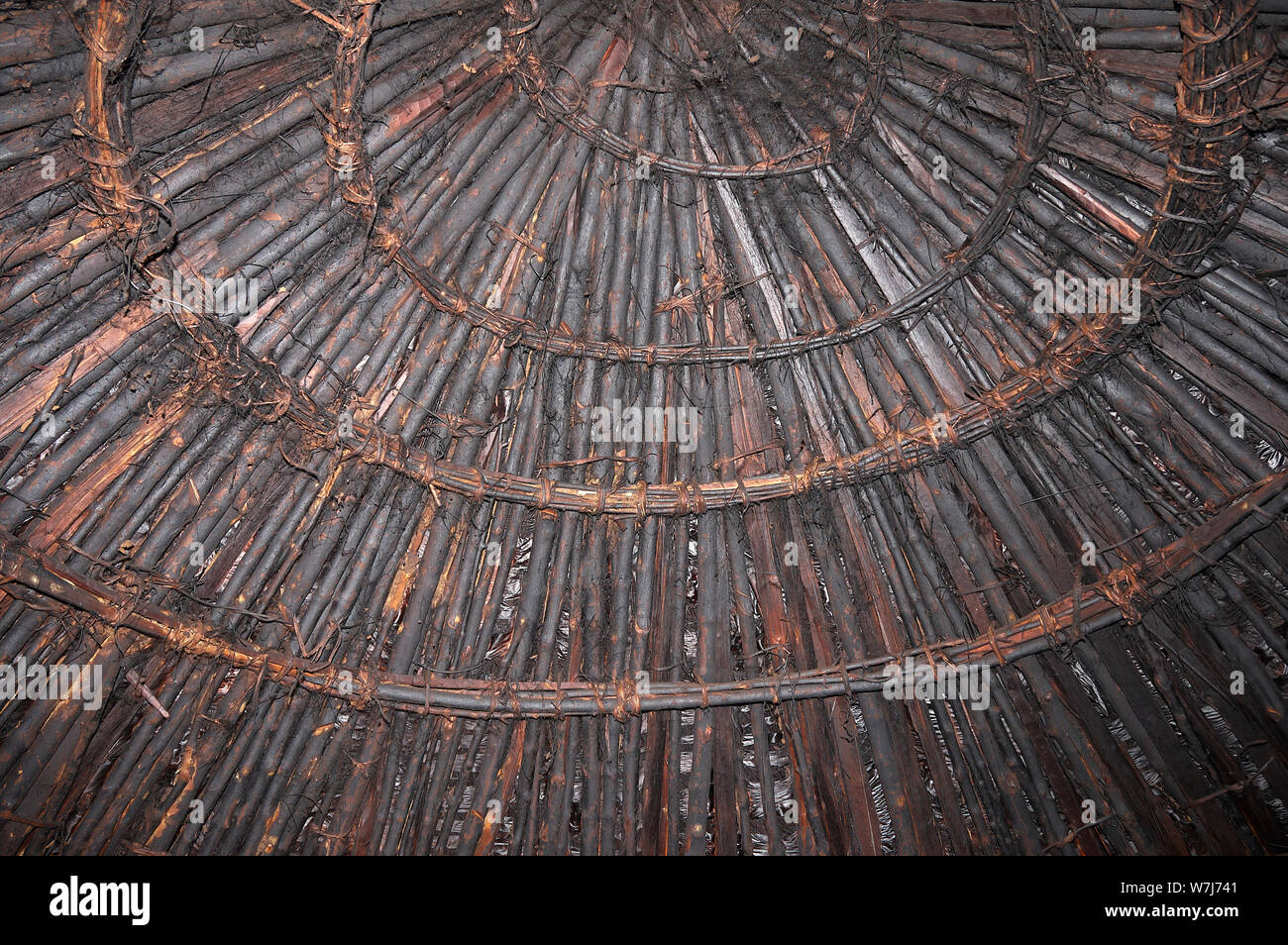 The twig construction of a thatched roof African Chagga tribe hut Stock ...