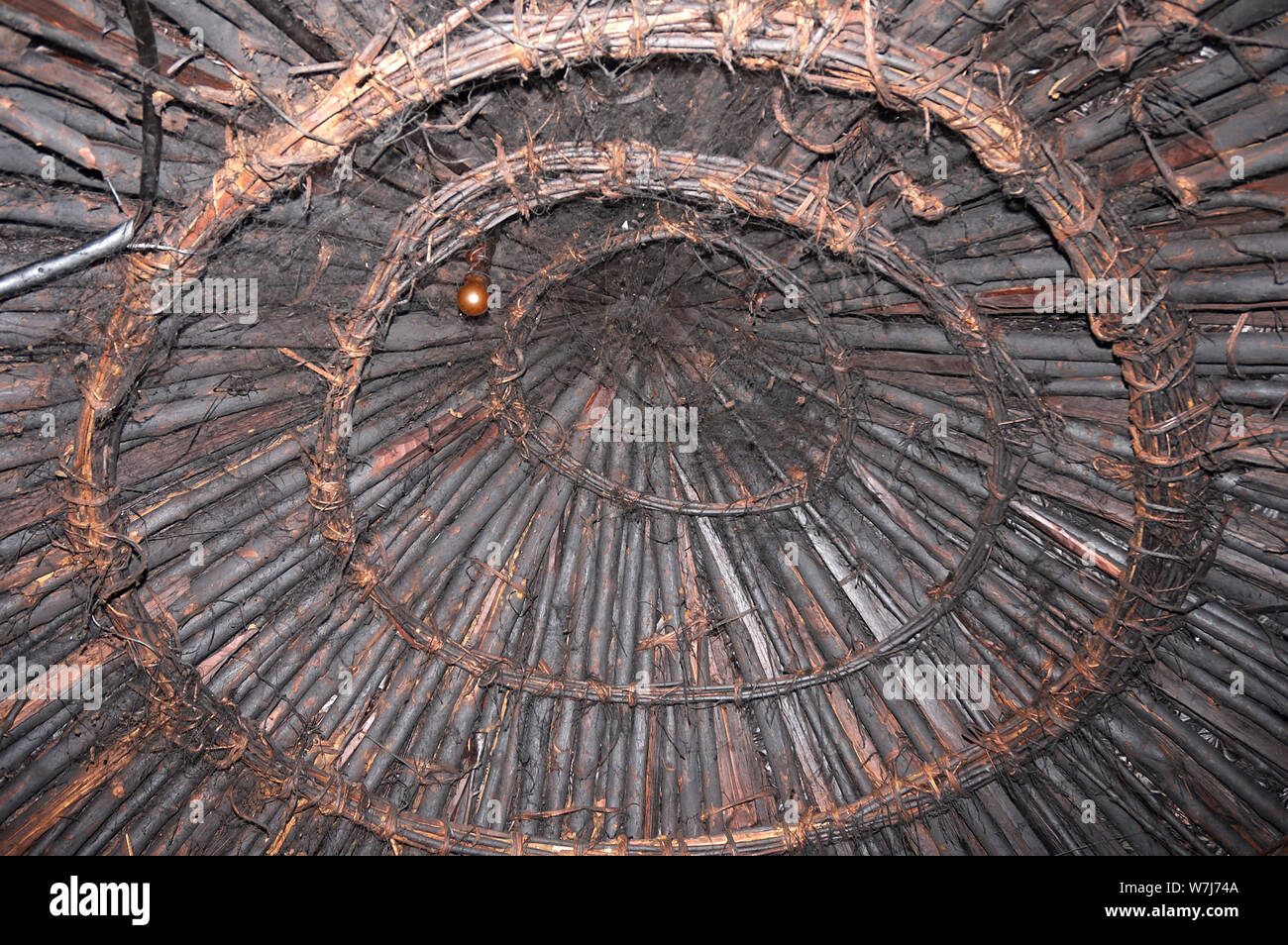 The twig construction of a thatched roof African Chagga tribe hut Stock ...