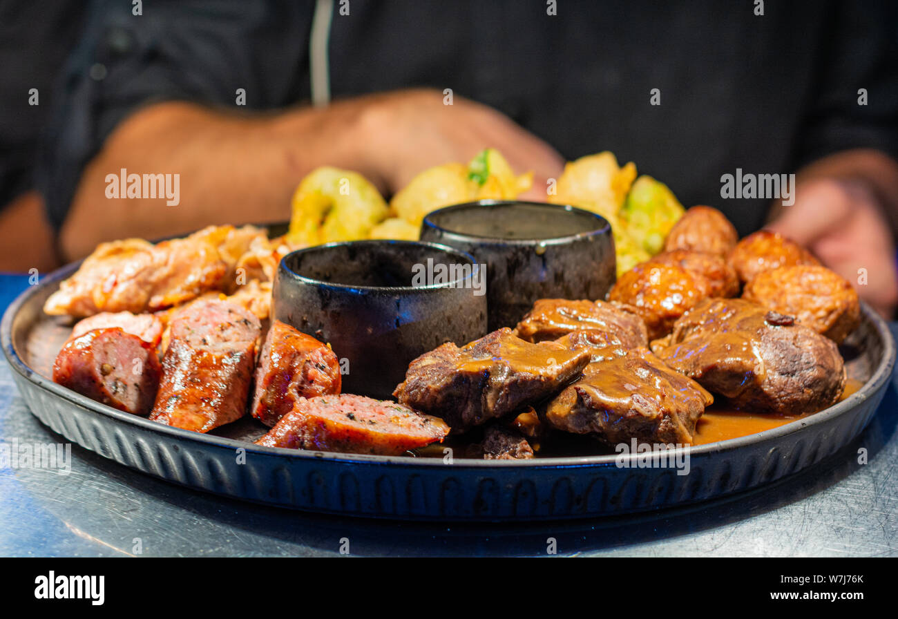 Fine dining. Closeup of food stylish. Restaurant serving Stock Photo ...