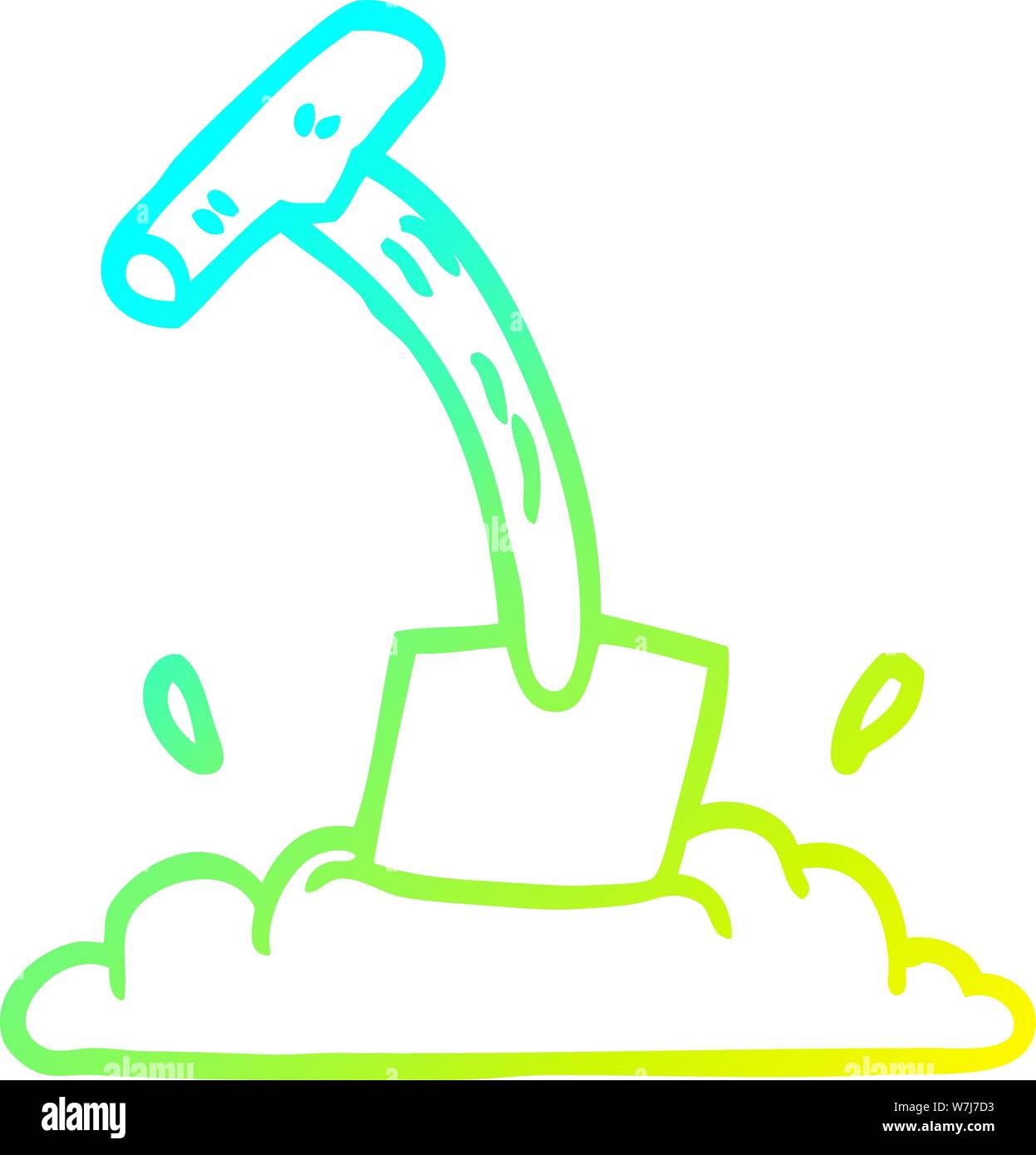 cold gradient line drawing of a cartoon spade Stock Vector Image & Art ...