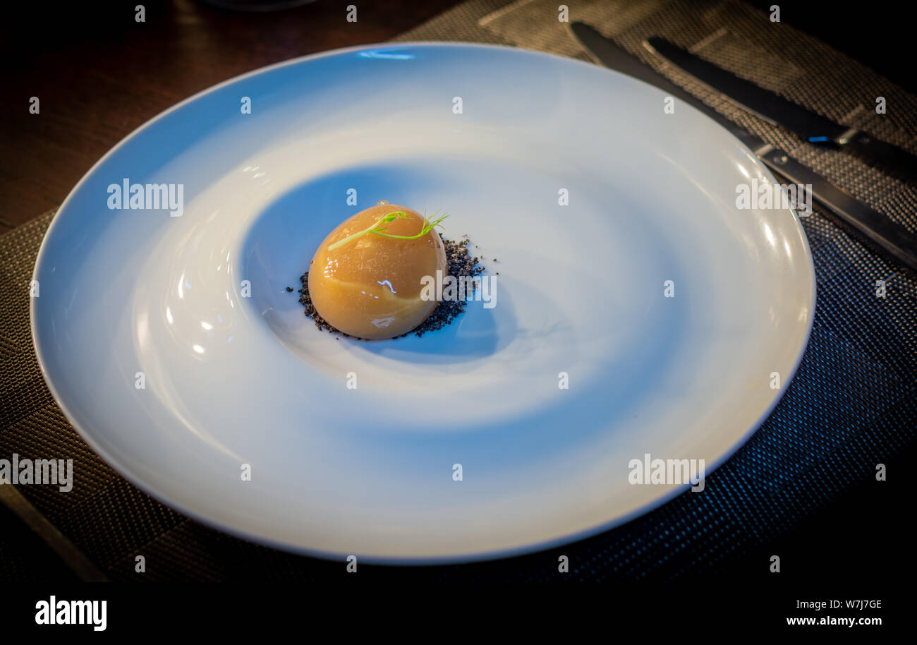 Fine dining. Closeup of food stylish. Restaurant serving Stock Photo ...