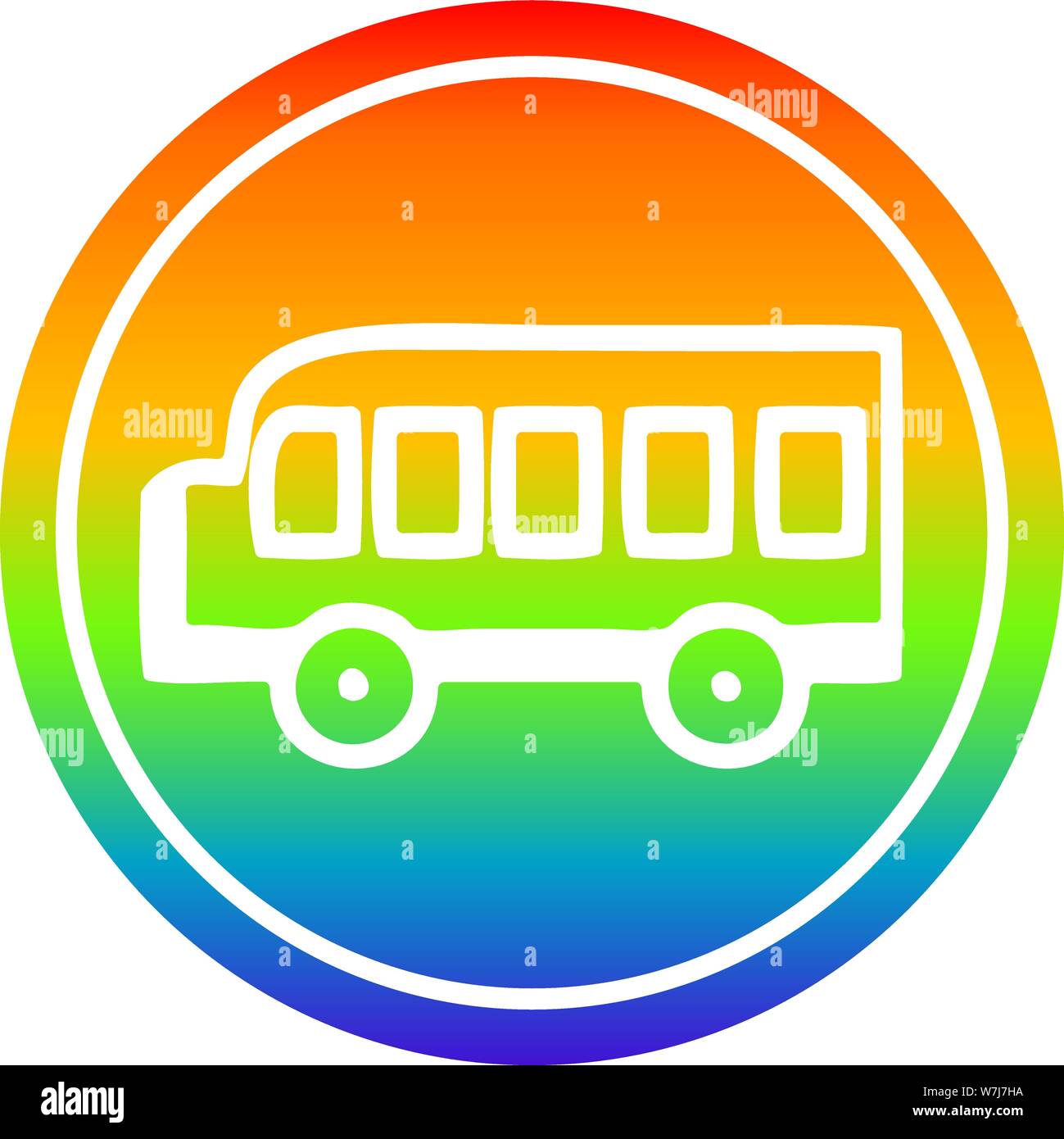 school bus circular icon with rainbow gradient finish Stock Vector ...