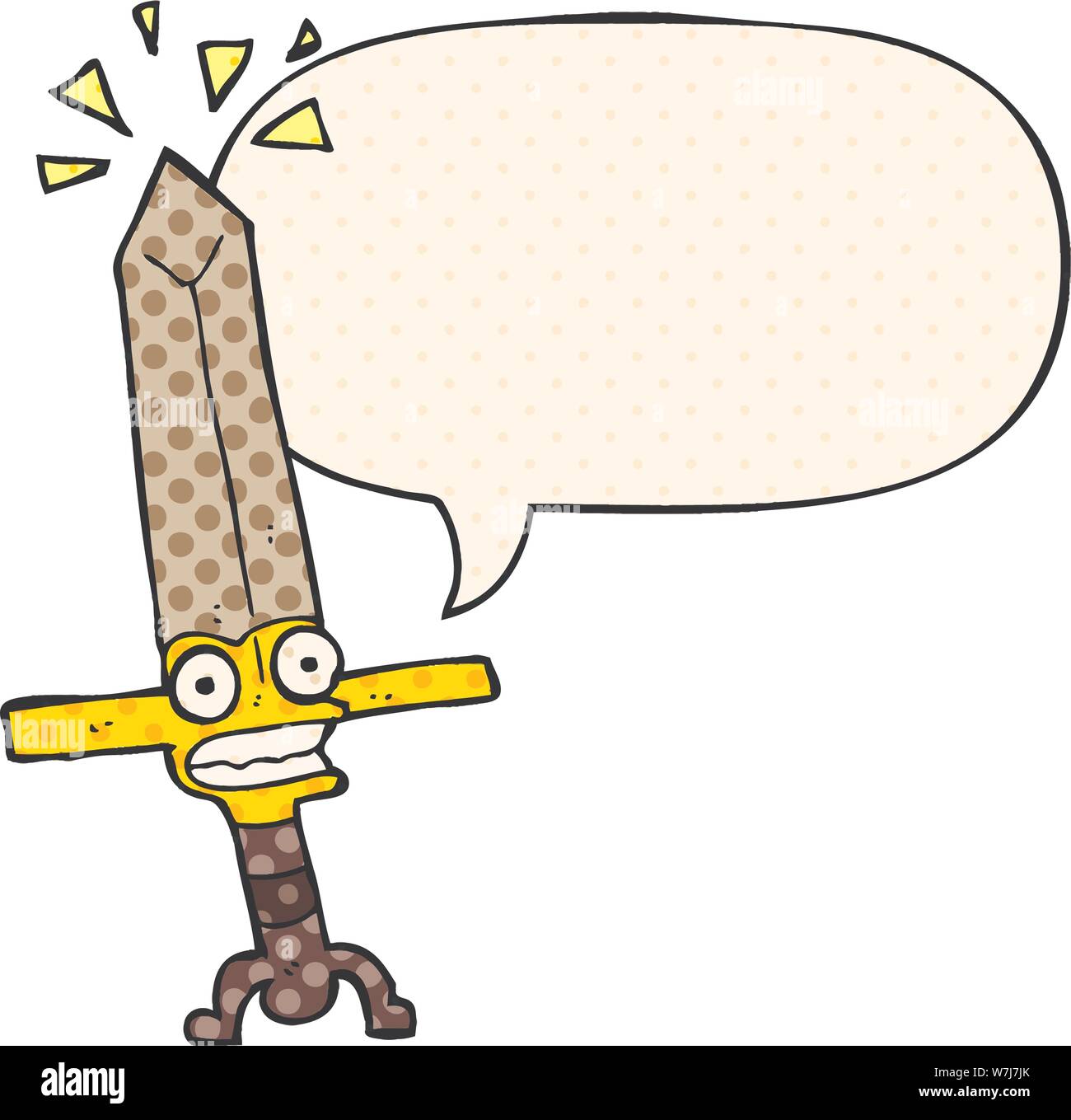 cartoon magic sword with speech bubble in comic book style Stock Vector ...