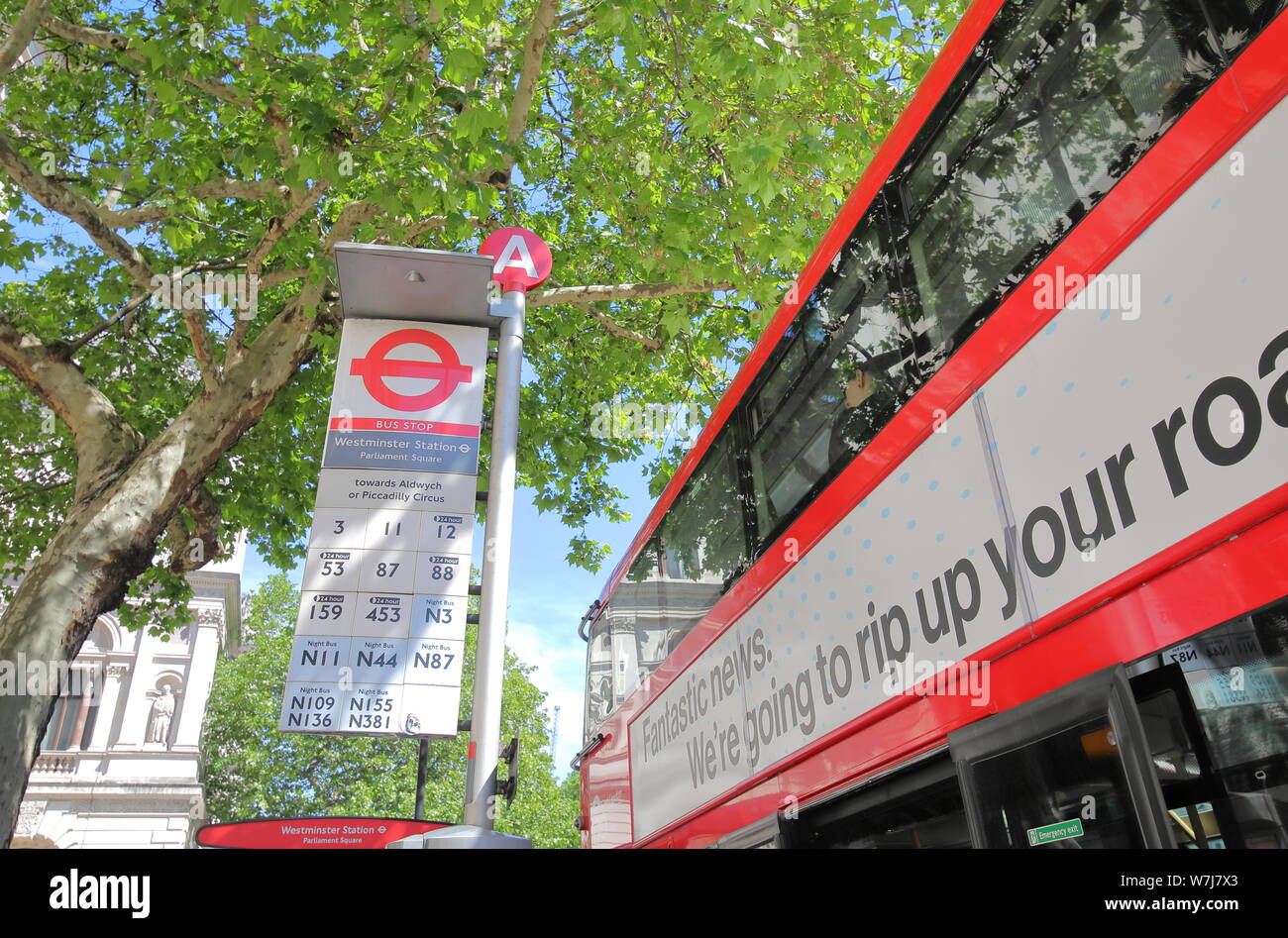 Public bus stop sign London UK Stock Photo - Alamy