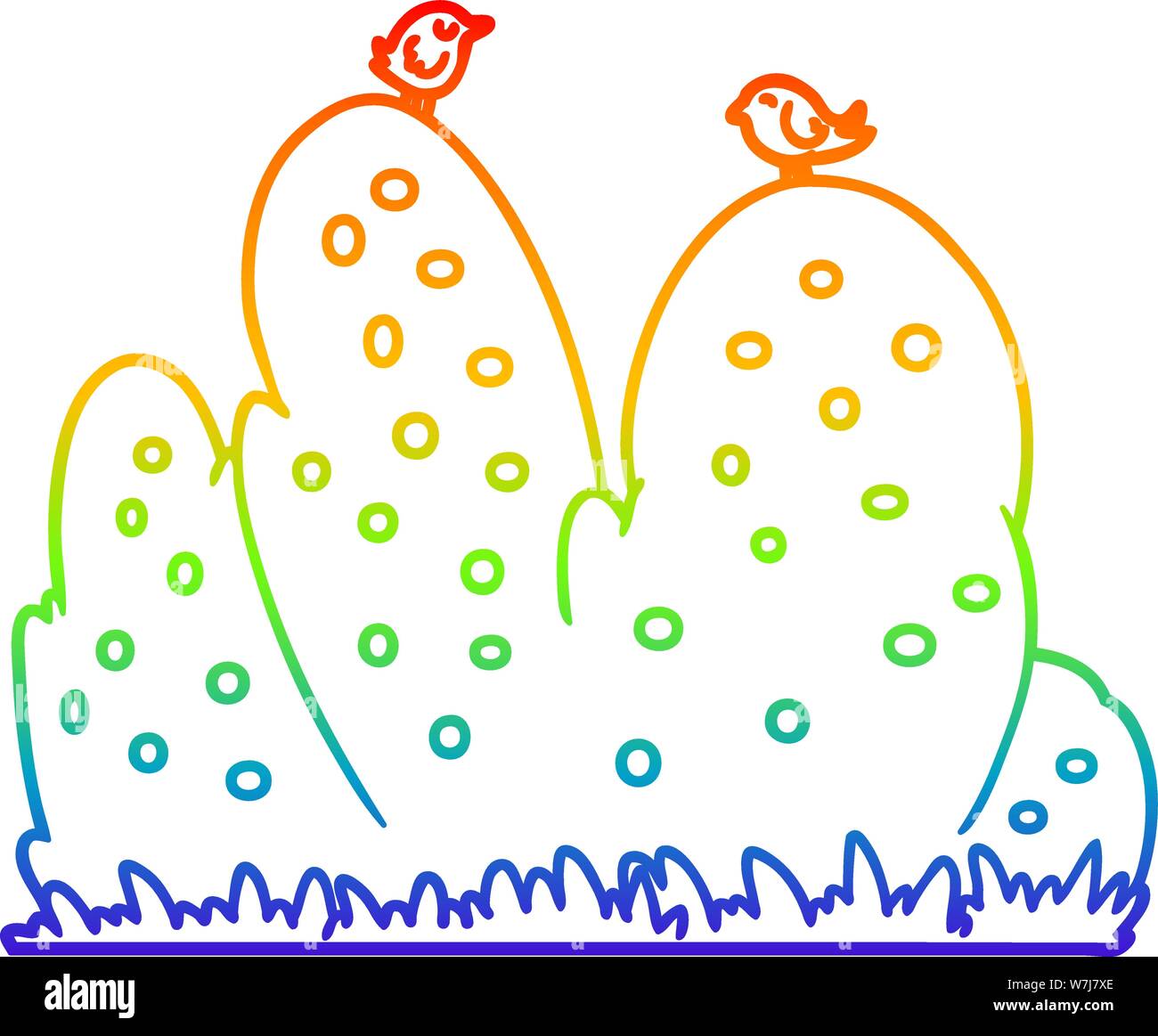 rainbow gradient line drawing of a cartoon hedge Stock Vector Image ...