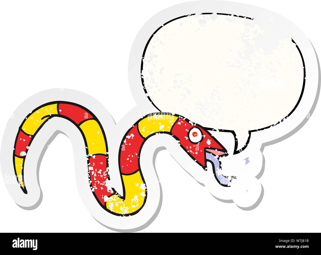 hissing cartoon snake with speech bubble distressed distressed old ...