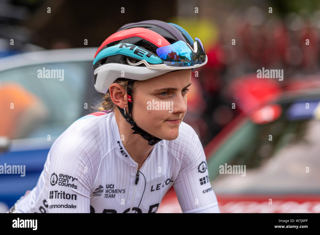 Megan Barker of team Drops before racing in the Prudential RideLondon ...
