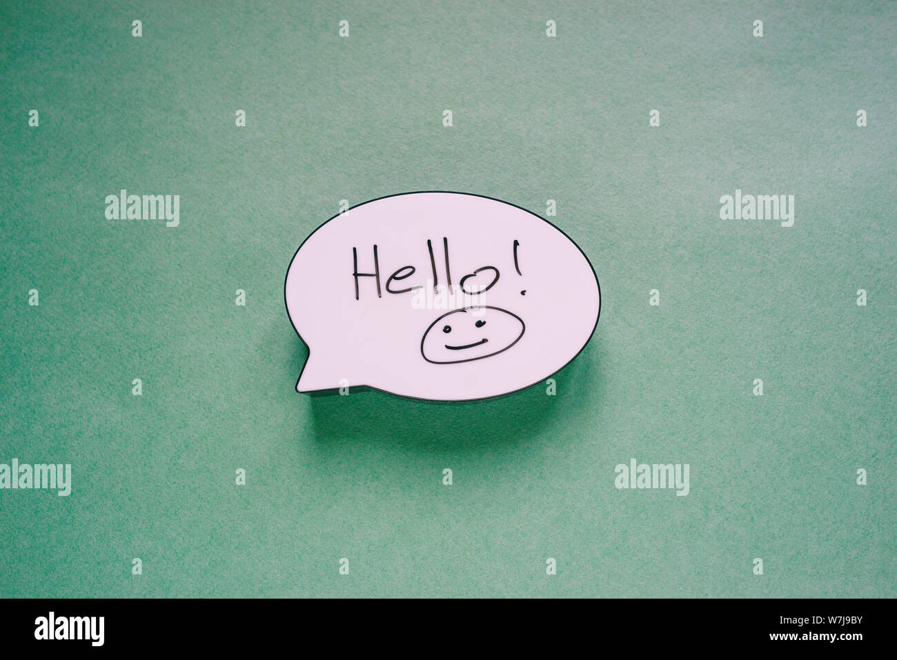 Speech bubble sign with the words Hello and Smiley. Speech message ...