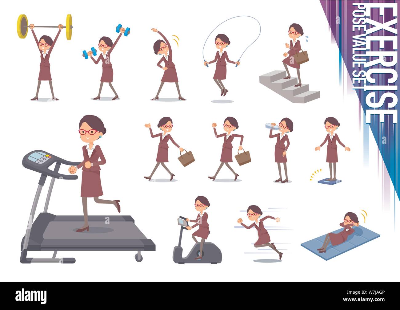 A set of women on exercise and sports.There are various actions to move ...