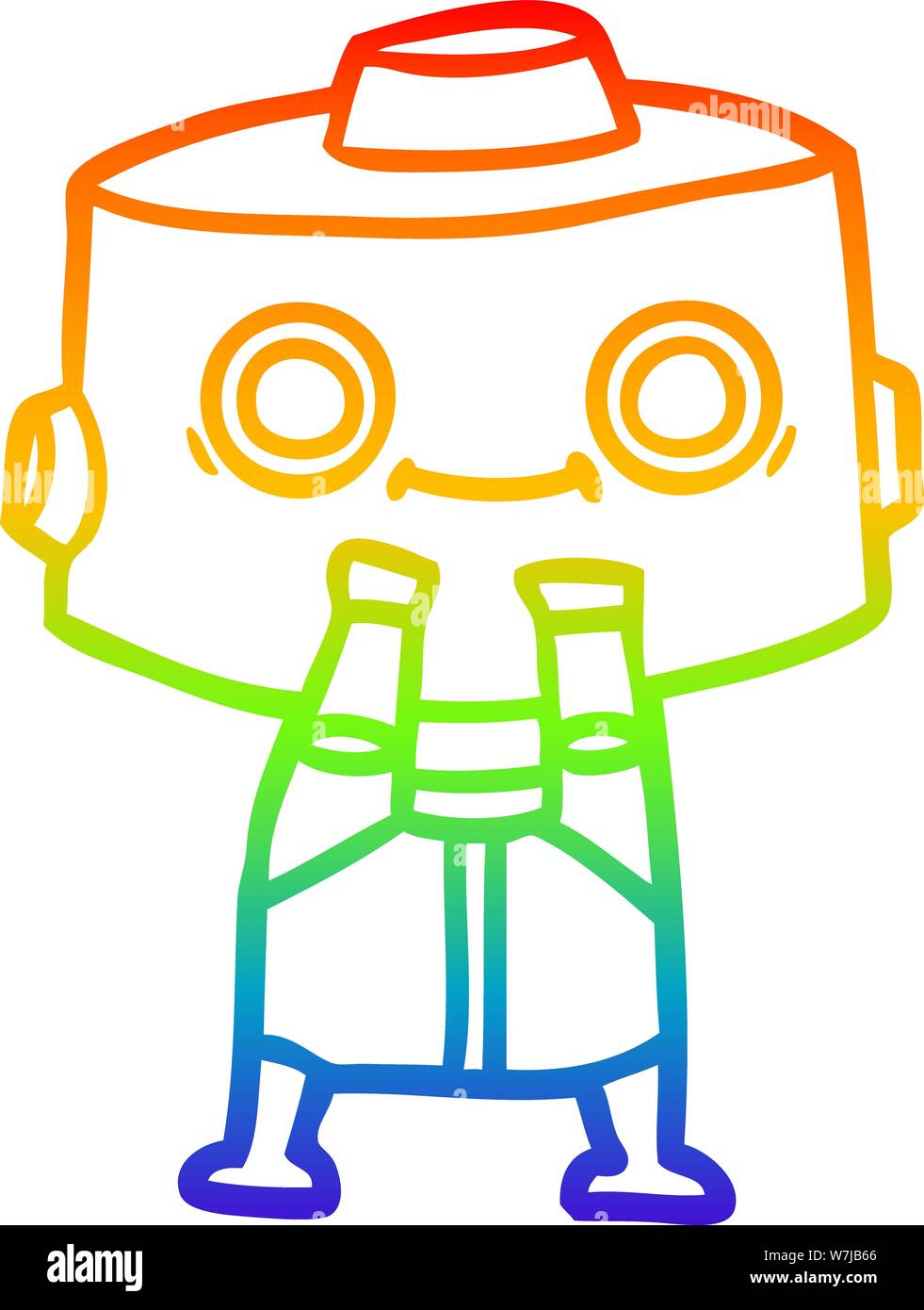 rainbow gradient line drawing of a cartoon robot Stock Vector Image ...