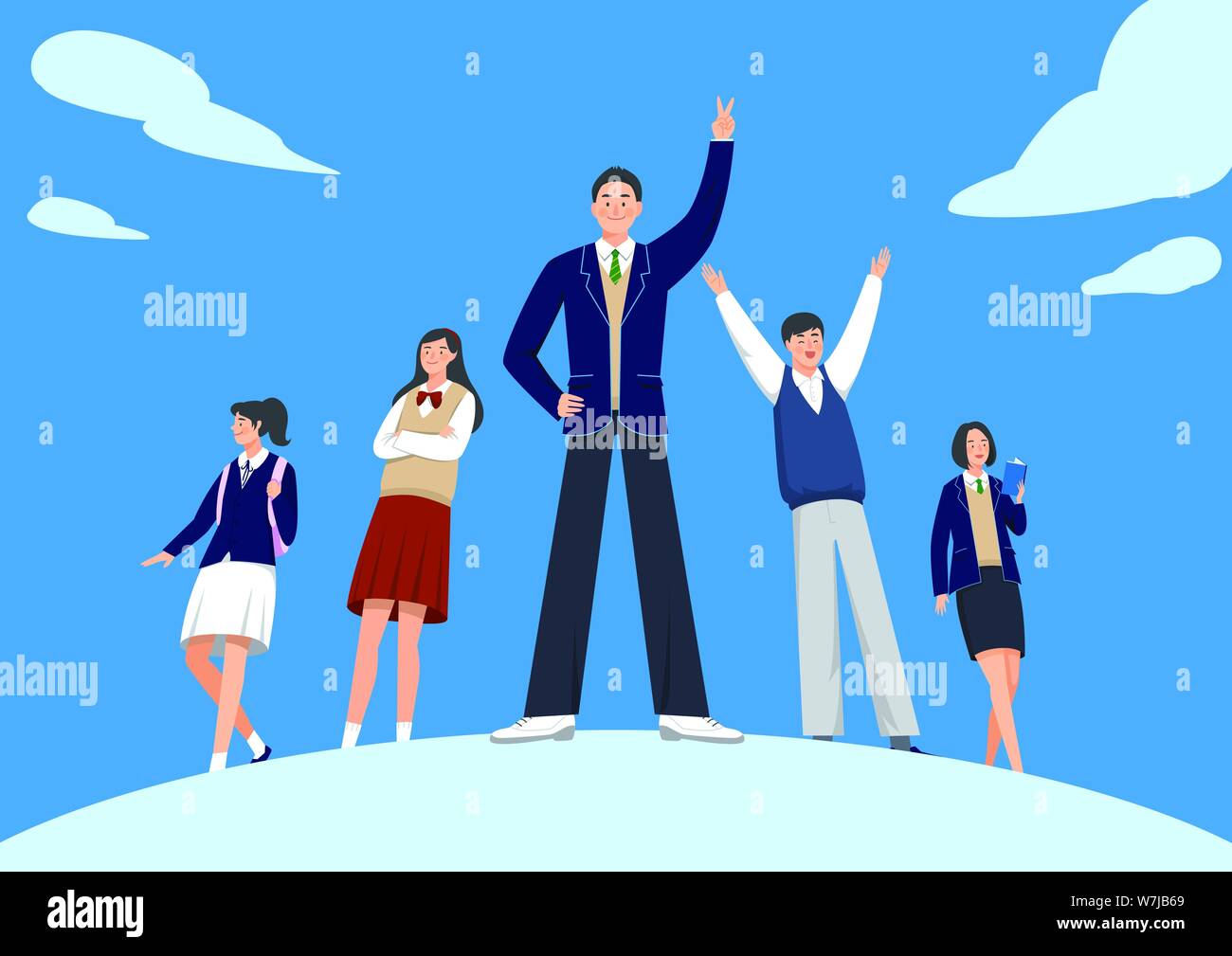 Group young school students pose Stock Vector Images - Alamy
