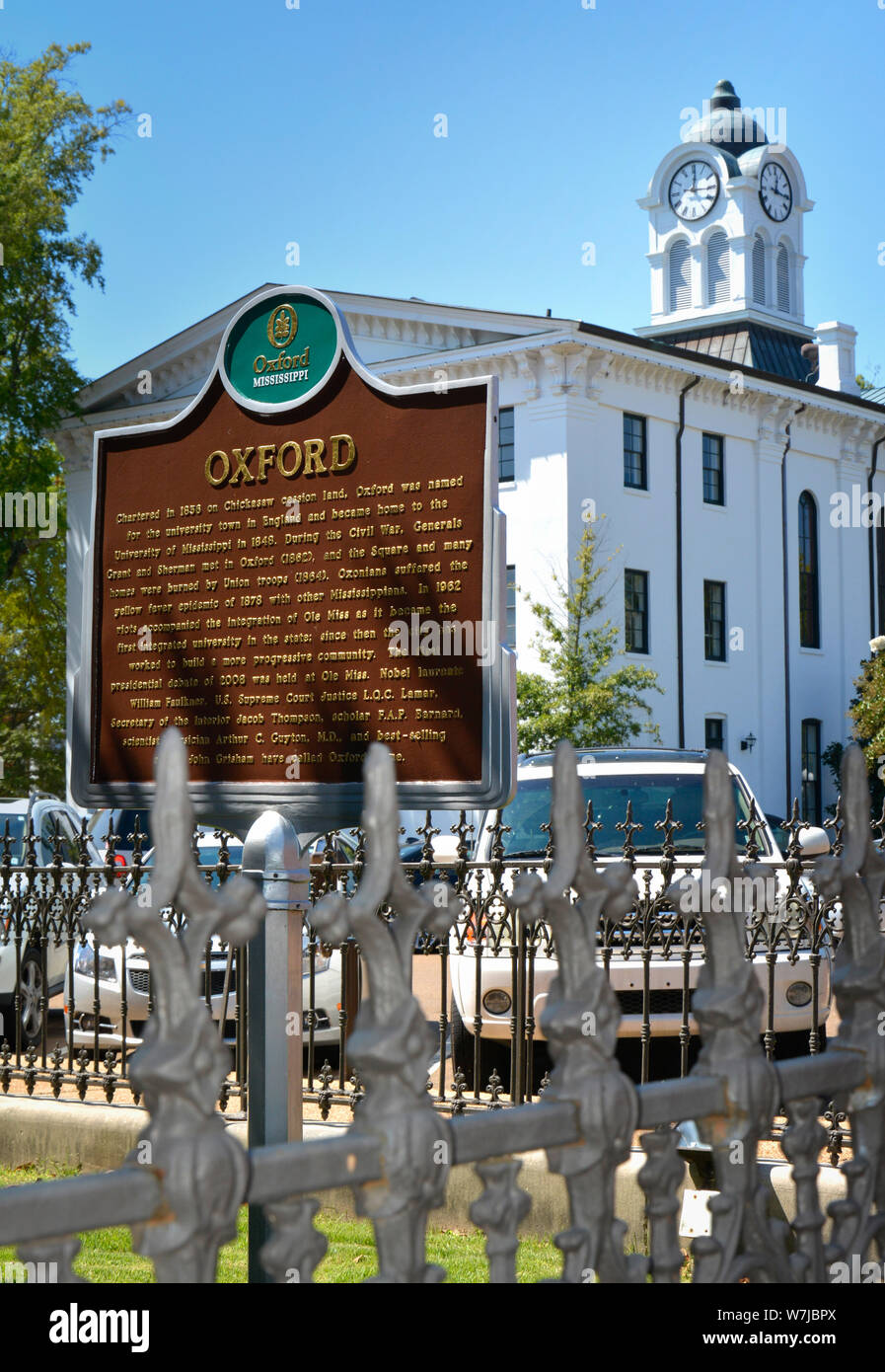 A historic marker for the settlement and history of Oxford, MS enclosed ...
