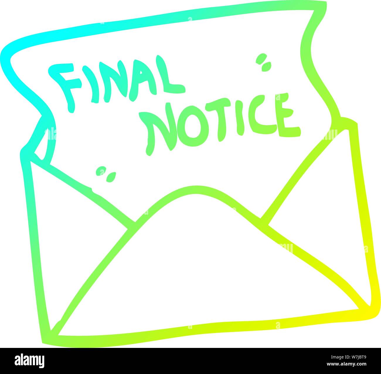 cold gradient line drawing of a cartoon final notice letter Stock ...