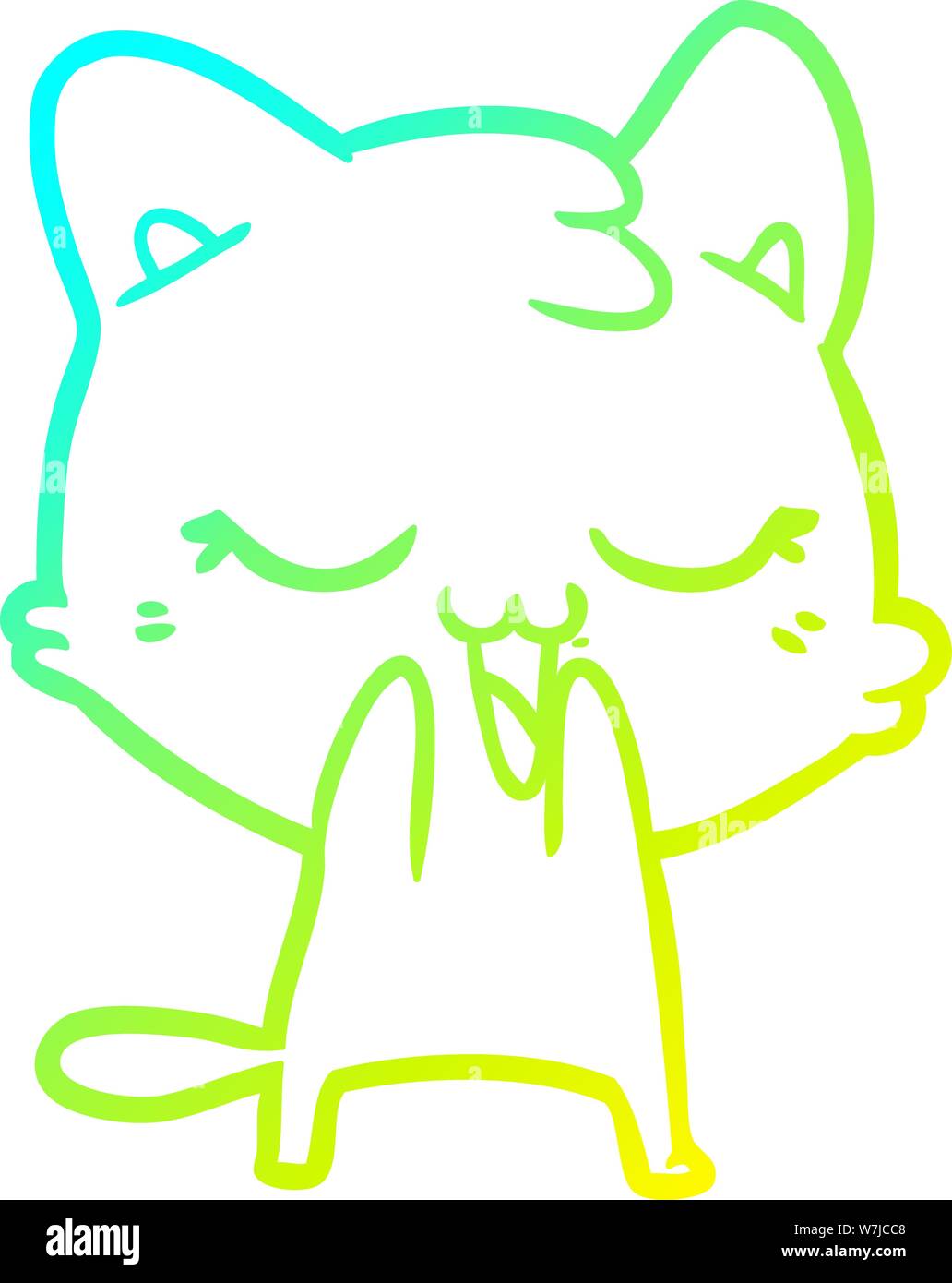 cold gradient line drawing of a cartoon cat Stock Vector Image & Art ...