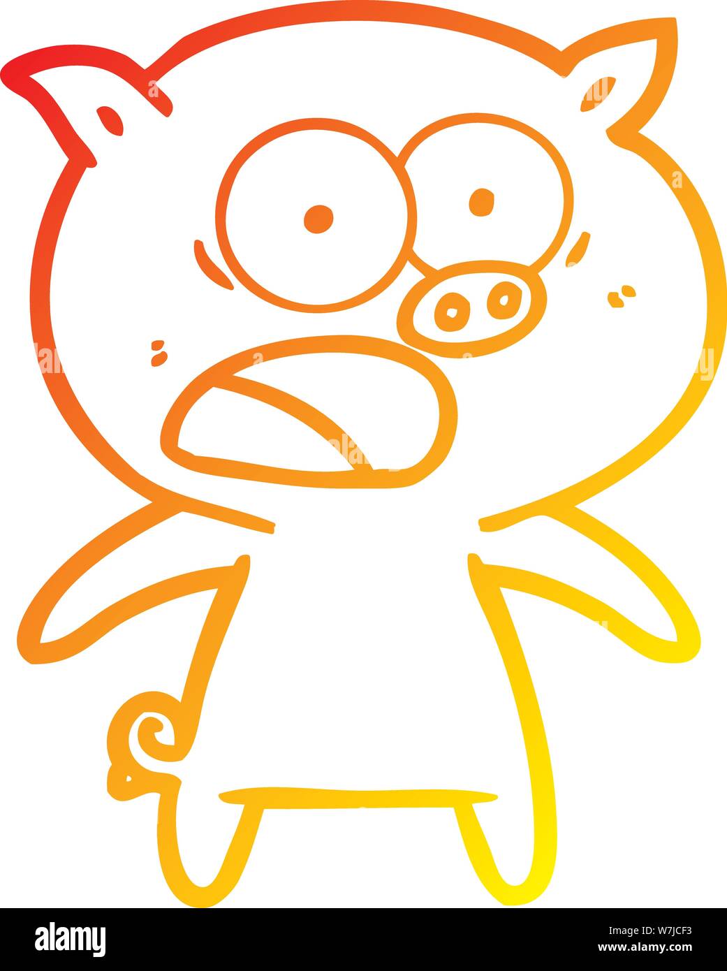 warm gradient line drawing of a cartoon pig shouting Stock Vector Image ...