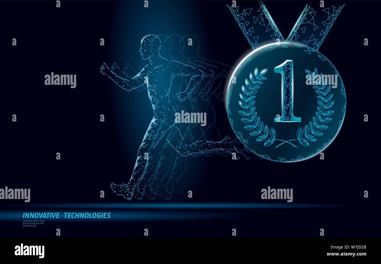 Sportsman run competition winner fitness concept. Low poly man ...