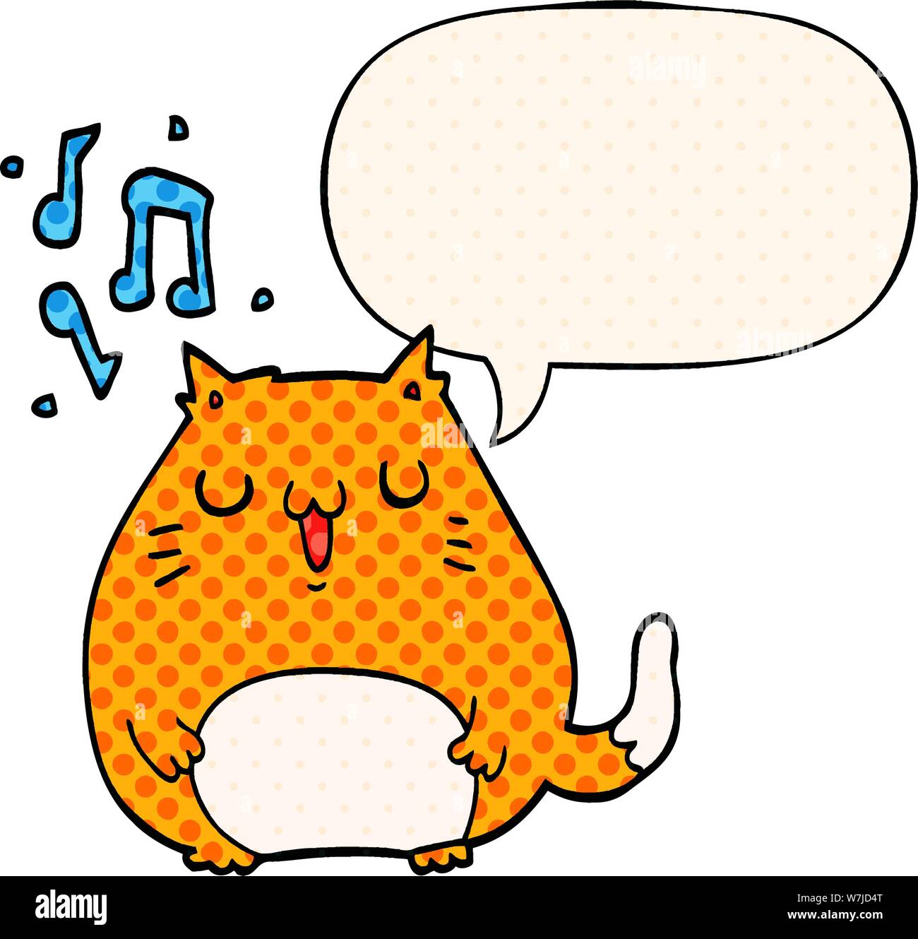 cartoon cat singing with speech bubble in comic book style Stock Vector ...