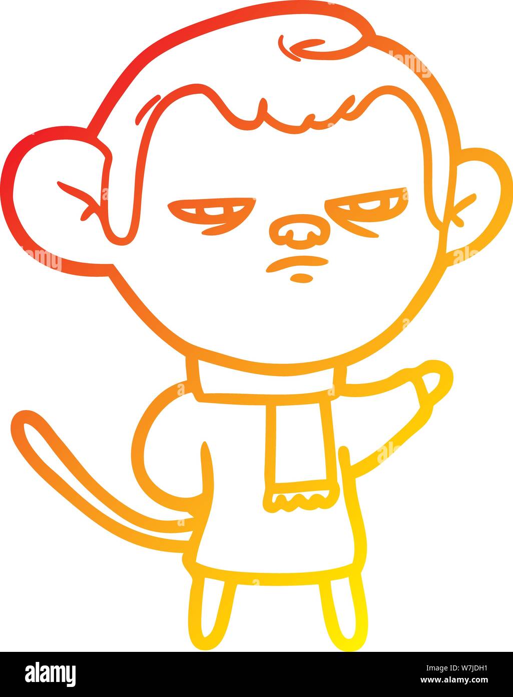 warm gradient line drawing of a cartoon monkey Stock Vector Image & Art ...