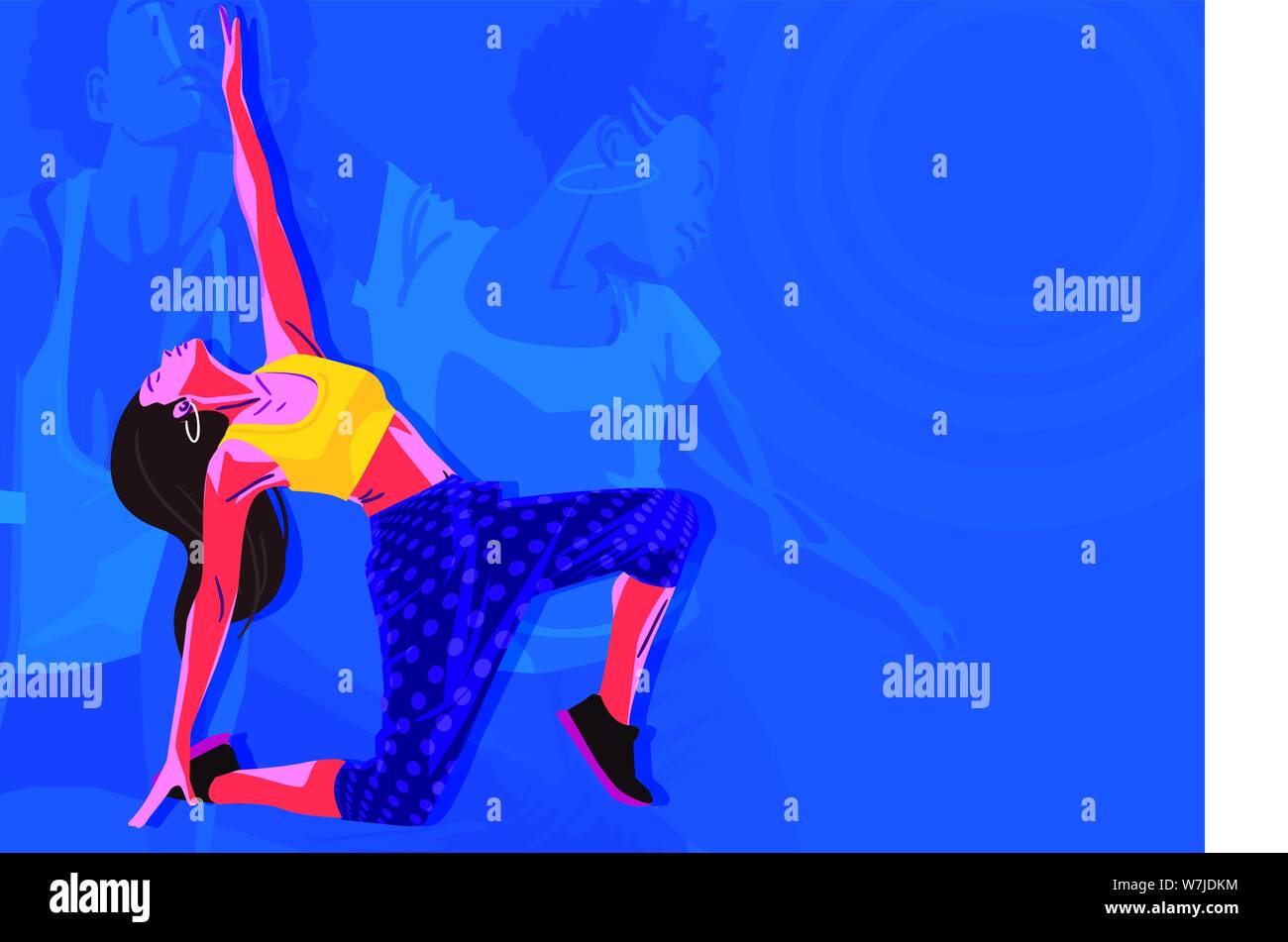 Woman fitness workout in colorful background illustration 007 Stock ...