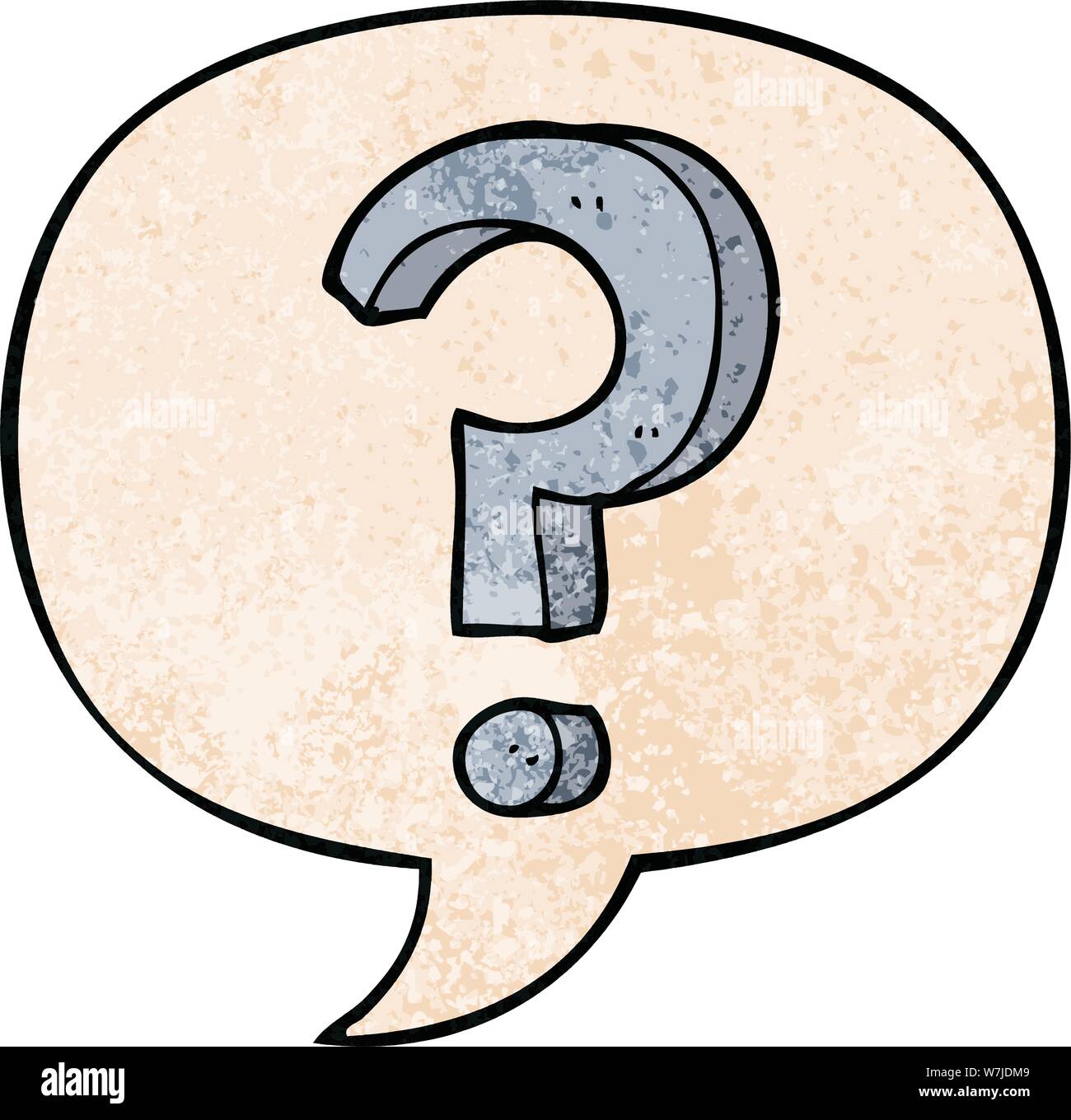 cartoon question mark with speech bubble in retro texture style Stock ...