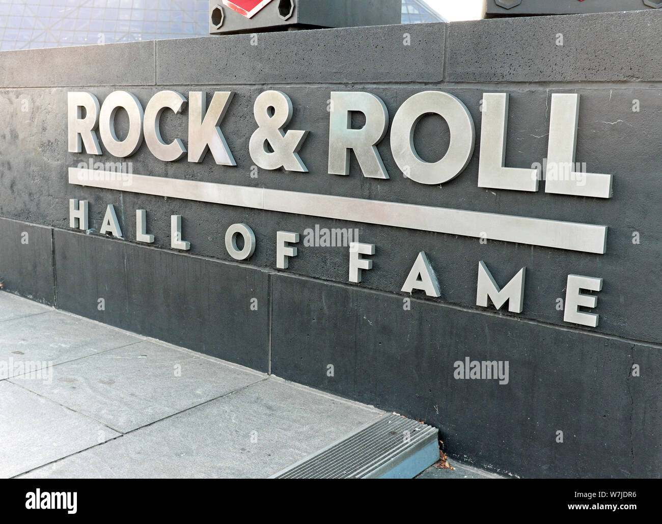 Rock and Roll Hall of Fame signage outside the Rock and Roll Hall of ...