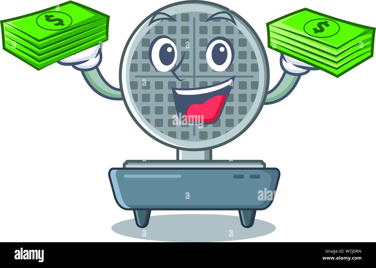 With money bag waffle iron in cartoon kitchen cabinet Stock Vector ...