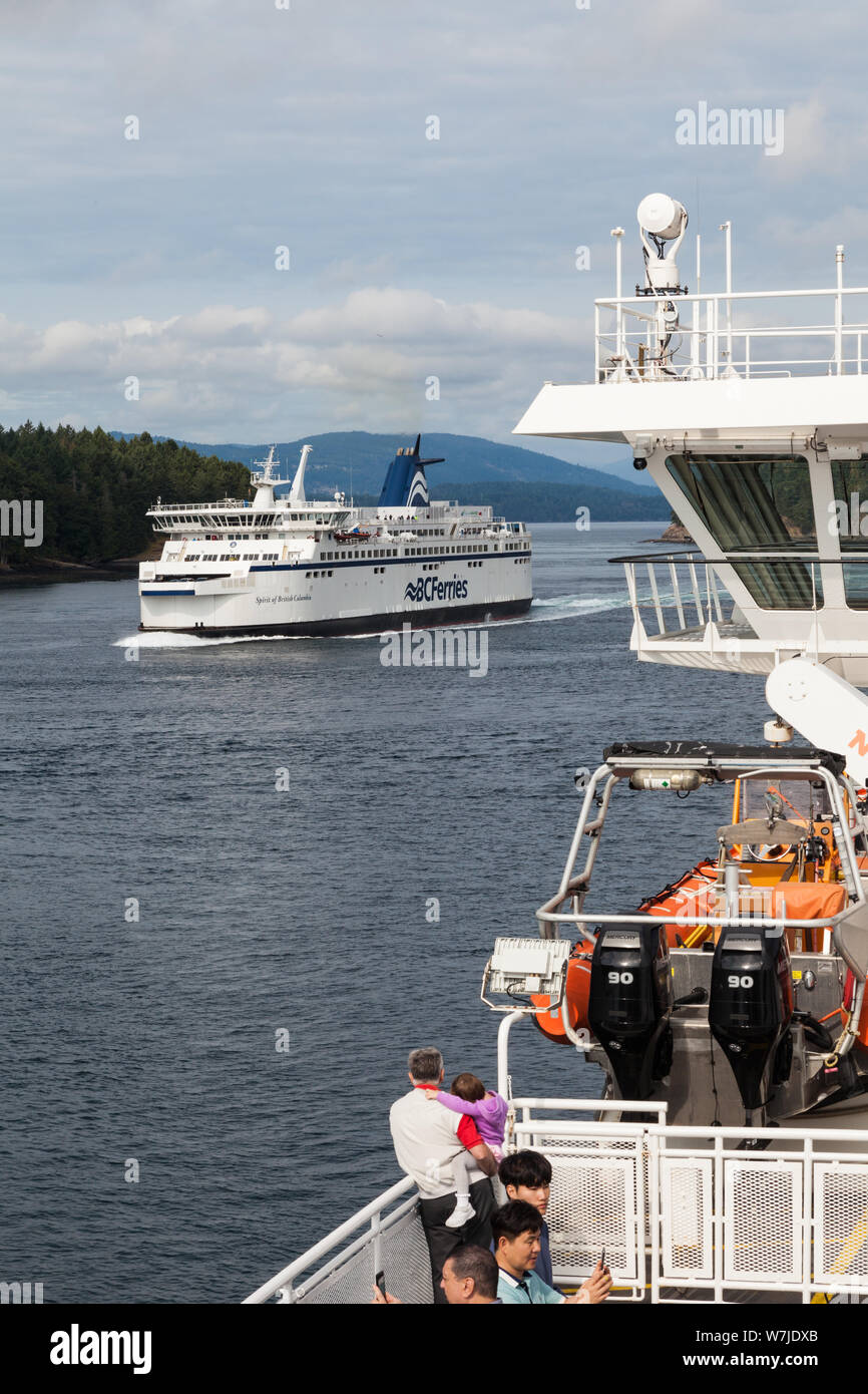 The Spirit of British Columbia ferry passing the Spirit of Vancouver ...
