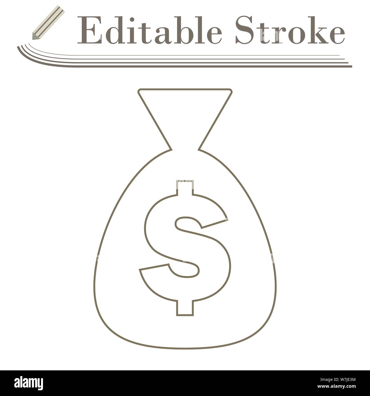 Money Bag Icon. Editable Stroke Simple Design. Vector Illustration ...