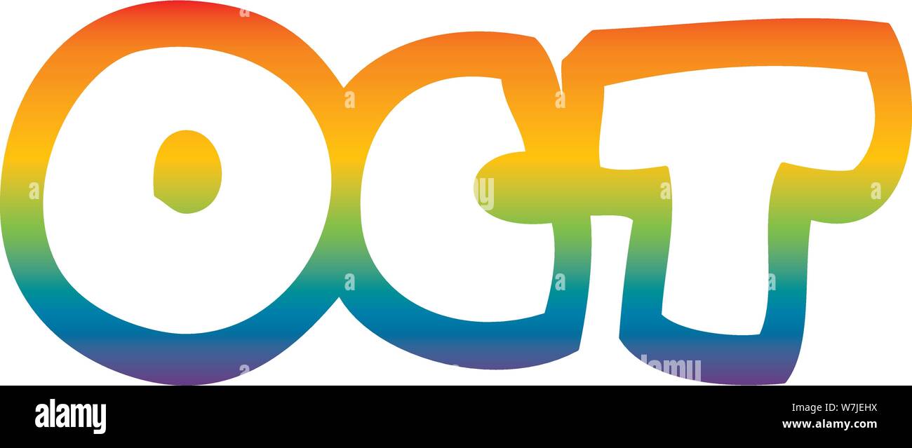 rainbow gradient line drawing of a cartoon month of october Stock ...