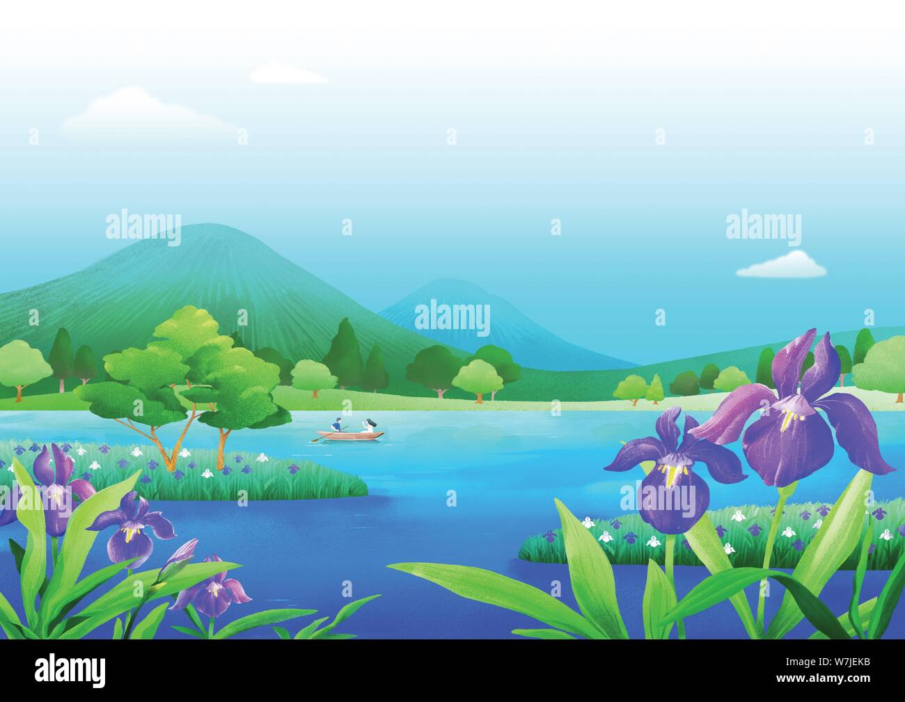 Beautiful nature landscape in summer season vector illustration 012 ...