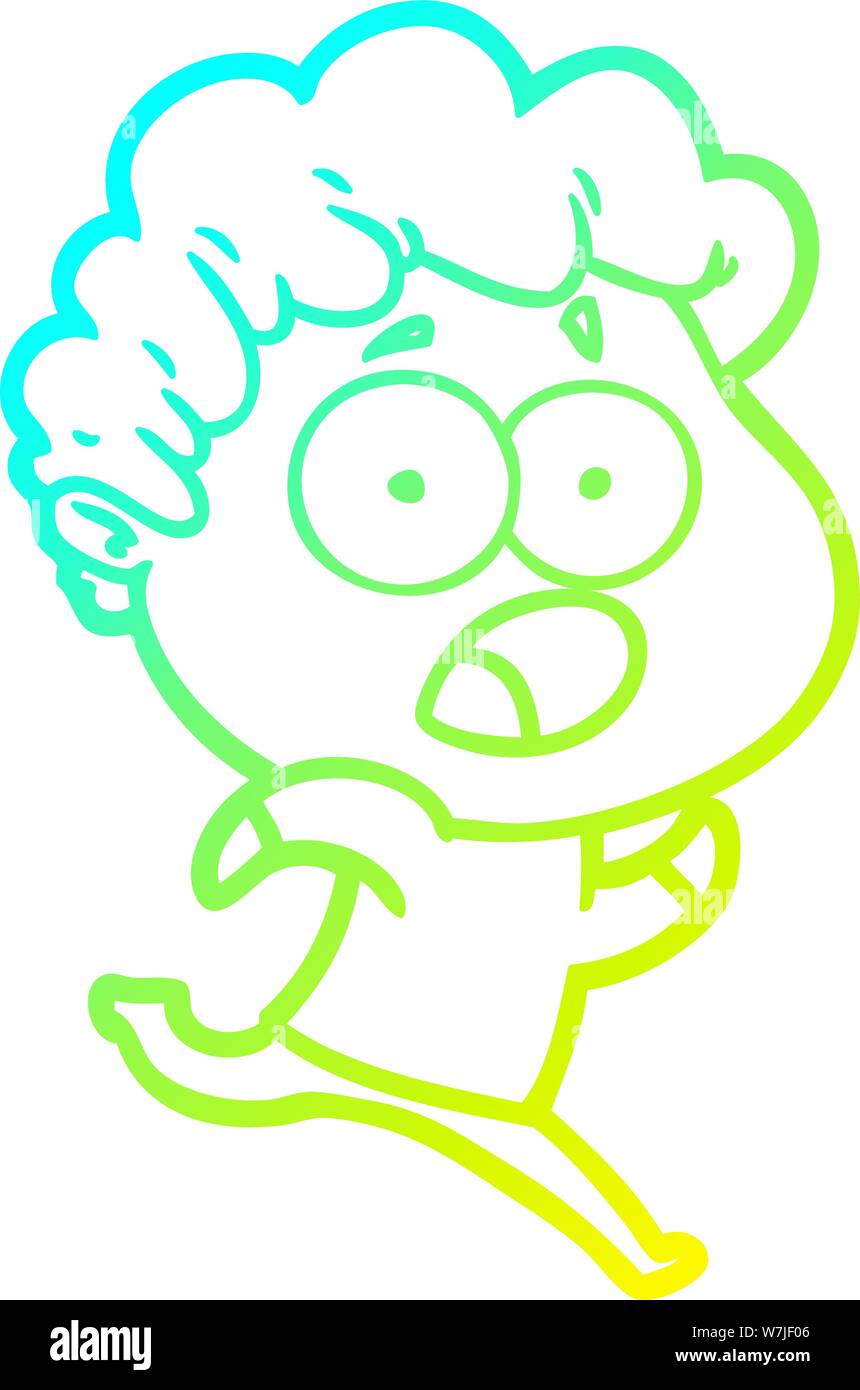 cold gradient line drawing of a cartoon man gasping in surprise Stock ...