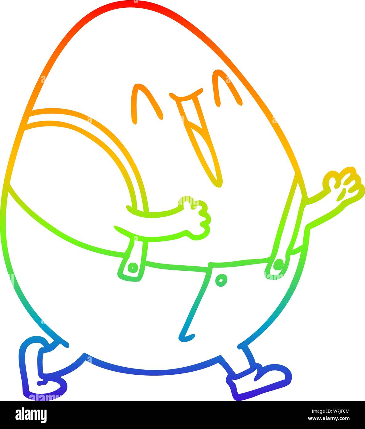 rainbow gradient line drawing of a humpty dumpty cartoon egg man Stock ...