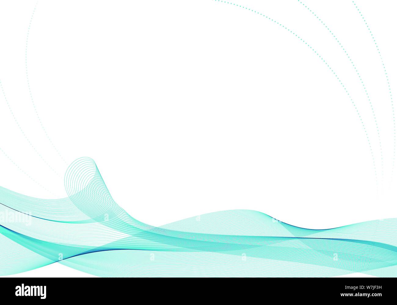 Wavy abstract. Turquoise ribbon concept with dotted curve decoration ...