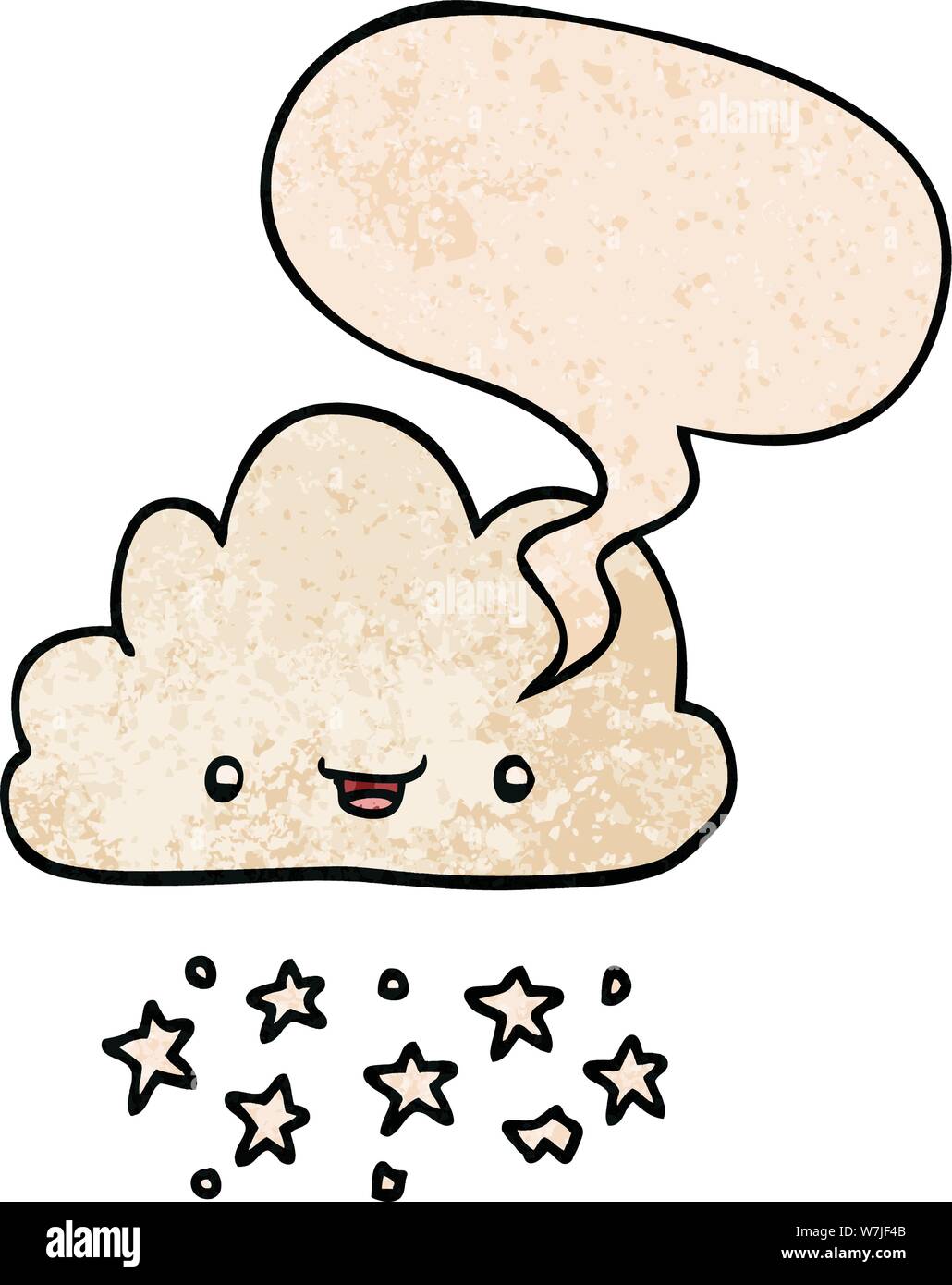 cartoon storm cloud with speech bubble in retro texture style Stock ...