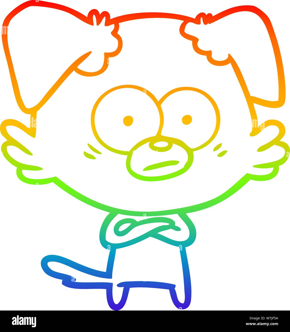 rainbow gradient line drawing of a nervous dog cartoon Stock Vector ...
