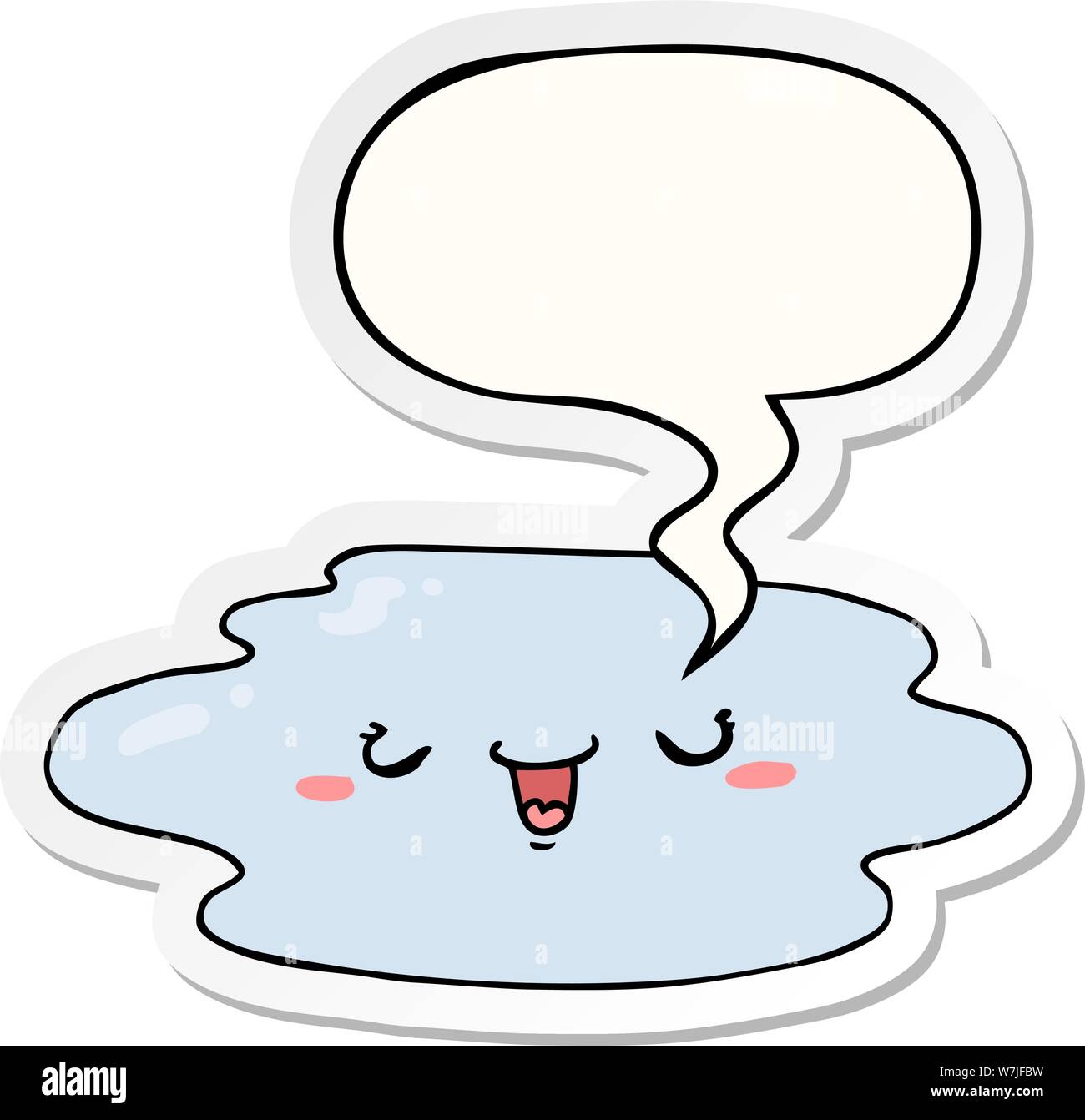 cartoon puddle with face with speech bubble sticker Stock Vector Image ...