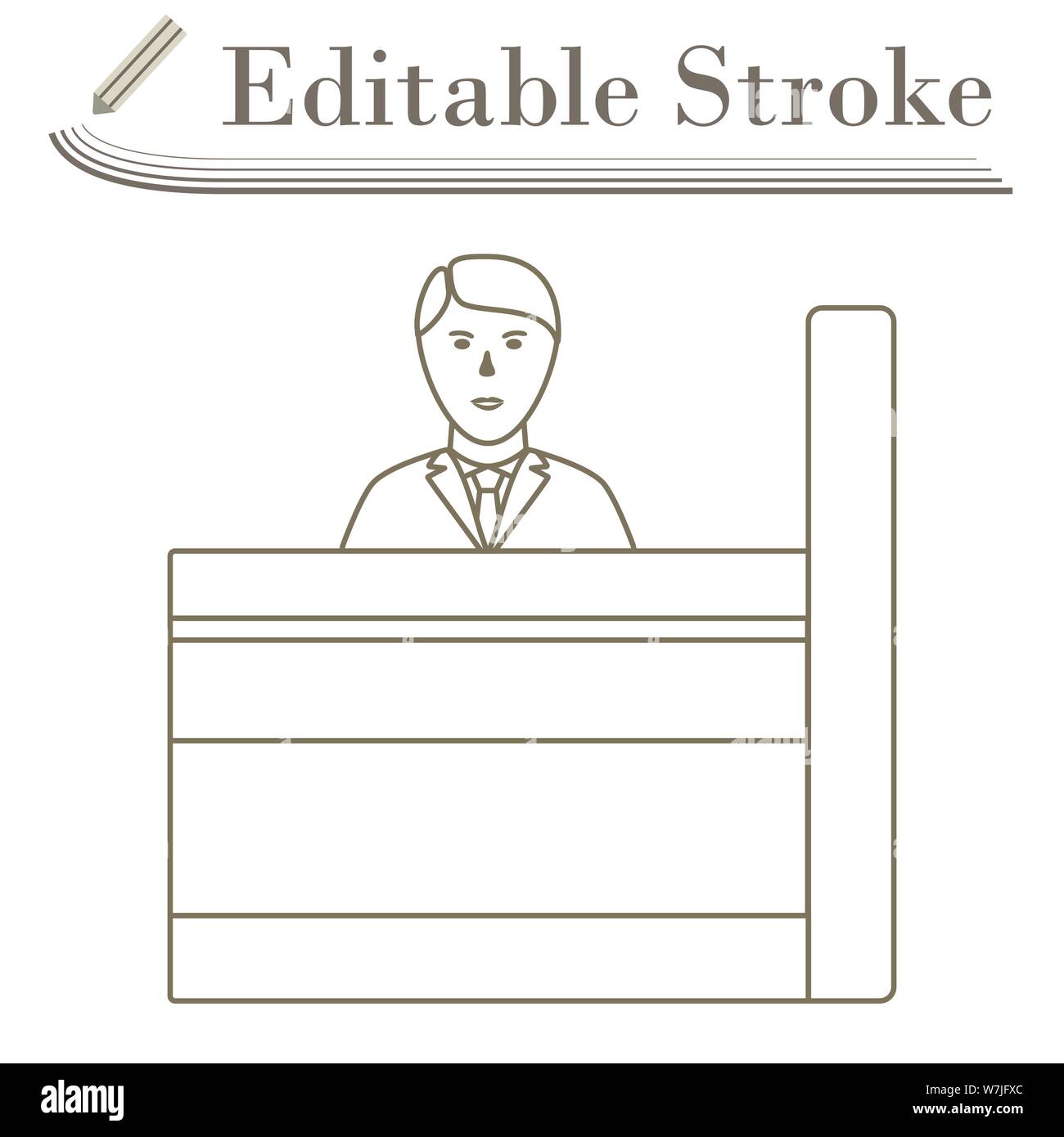 Bank Clerk Icon. Editable Stroke Simple Design. Vector Illustration ...