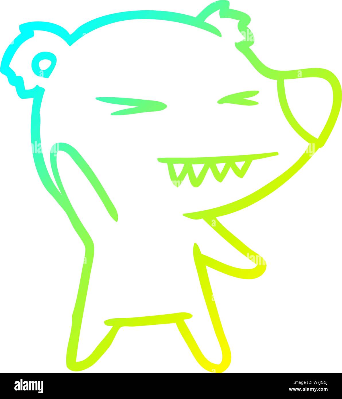 cold gradient line drawing of a angry polar bear cartoon Stock Vector ...