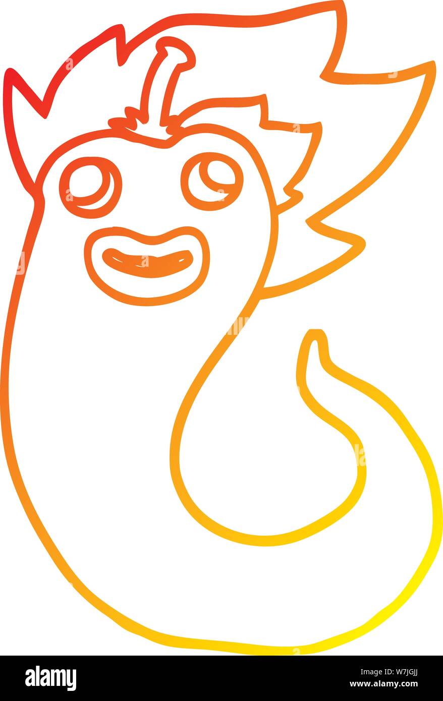 warm gradient line drawing of a cartoon hot chilly Stock Vector Image ...