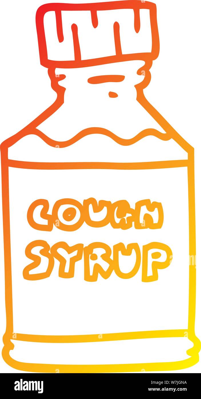 warm gradient line drawing of a cartoon cough syrup Stock Vector Image ...