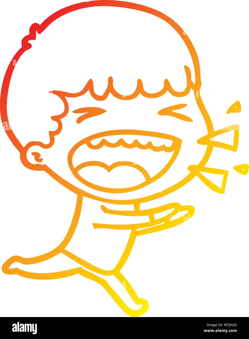 warm gradient line drawing of a cartoon laughing man Stock Vector Image ...