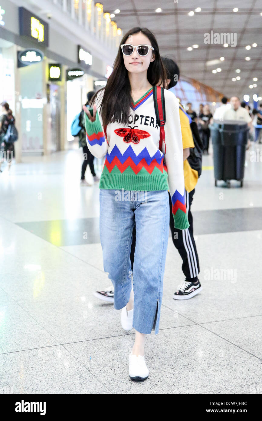 Chinese actress Ni Ni is pictured at the Beijing Capital International ...