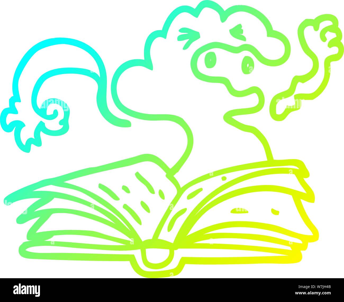 cold gradient line drawing of a cartoon spell book Stock Vector Image ...