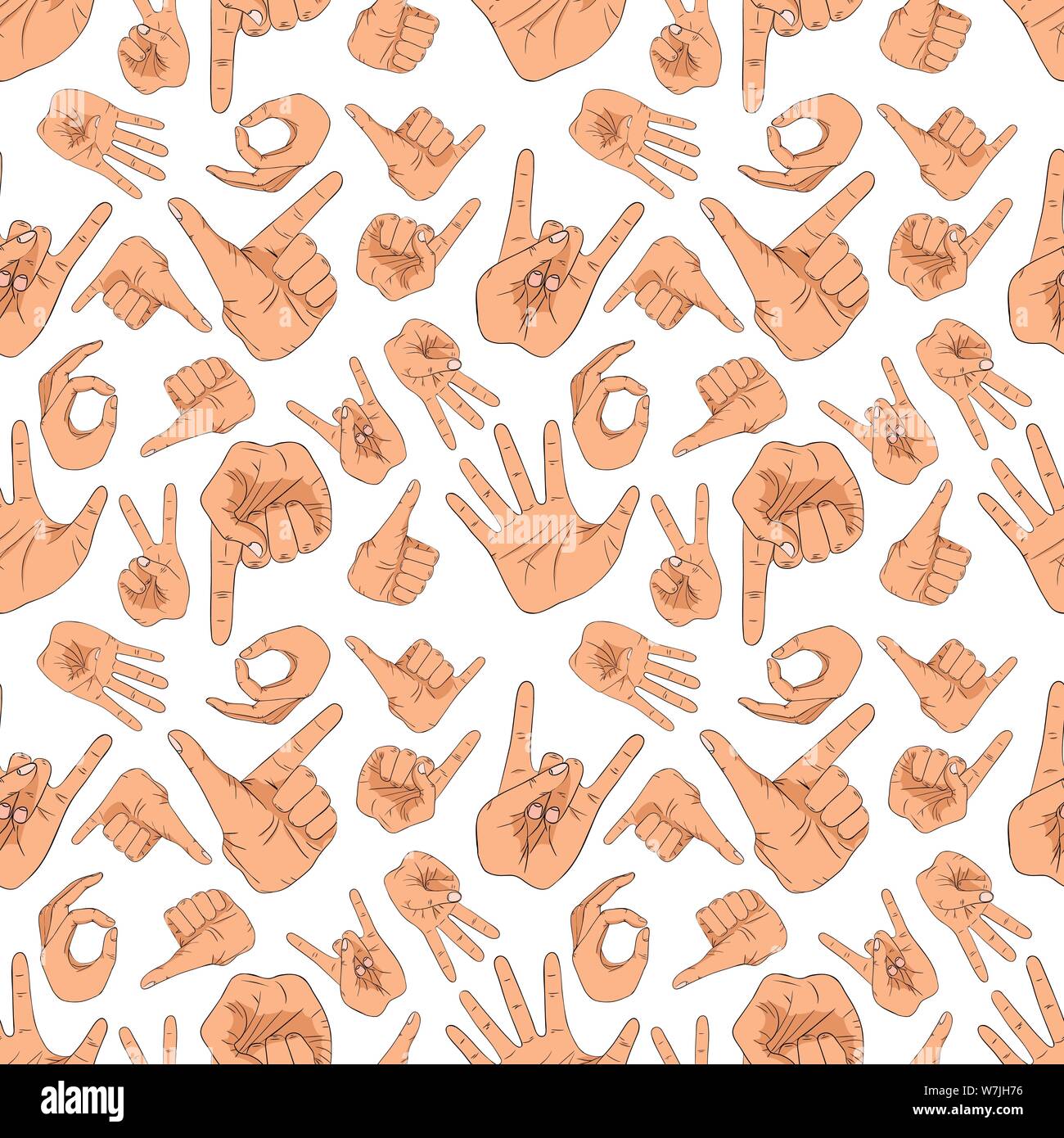 Hand gestures pattern on white background Stock Vector Image & Art - Alamy