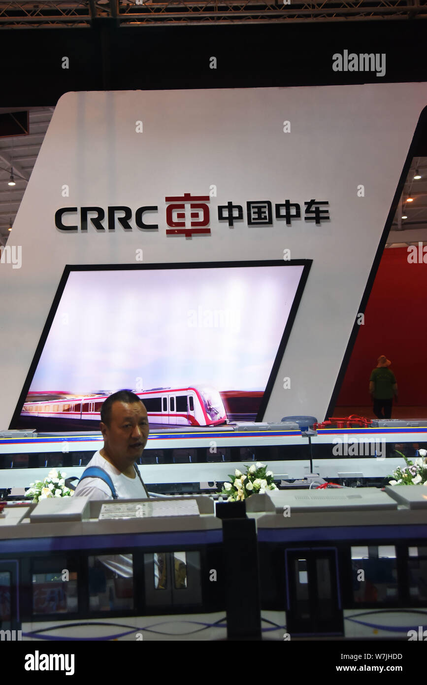 --FILE--People visit the stand of CRRC (China Railway Rolling Stock ...