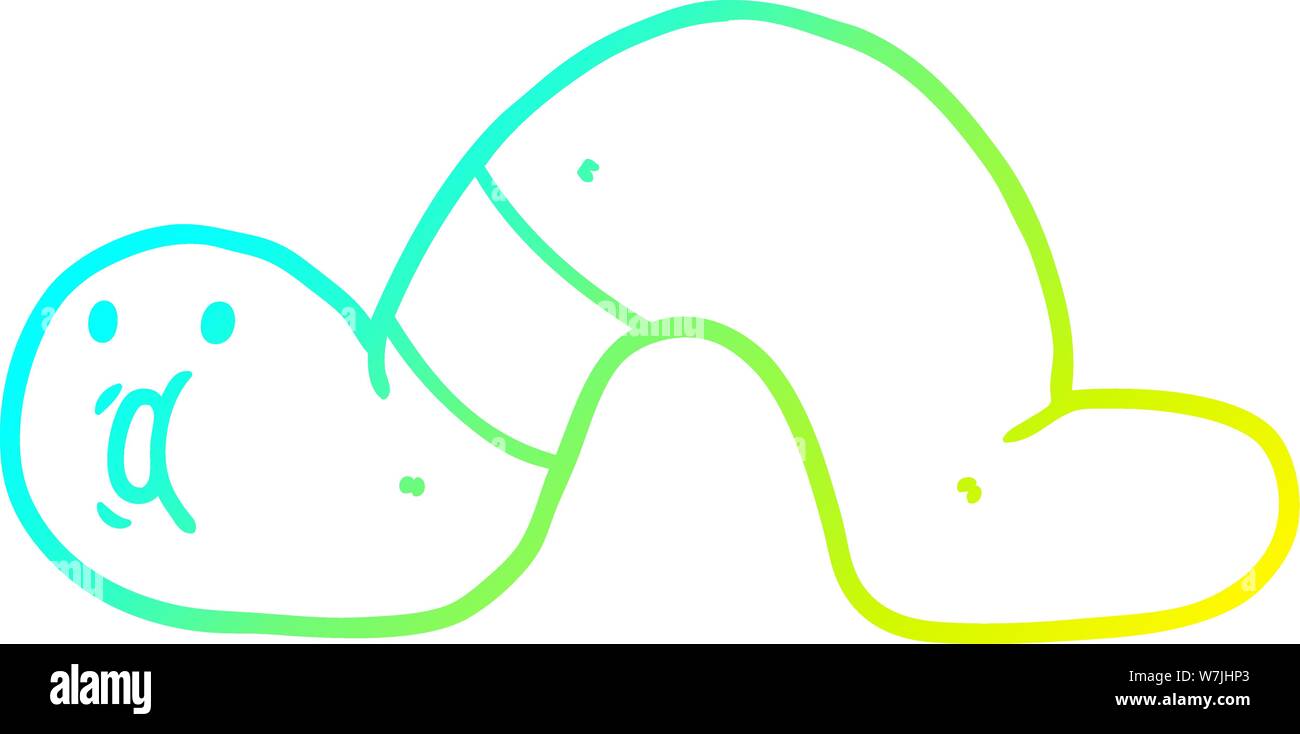 cold gradient line drawing of a cartoon surprised worm Stock Vector ...